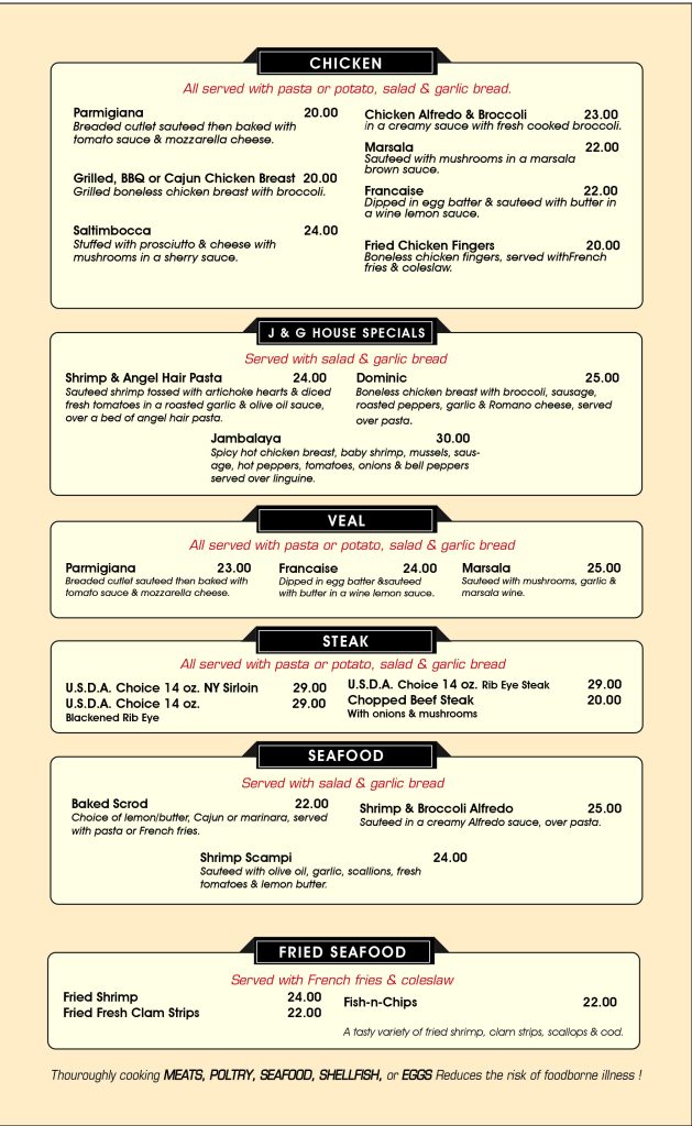 J&G Restaurant and Lounge in East Granby, CT - J&G Restaurant